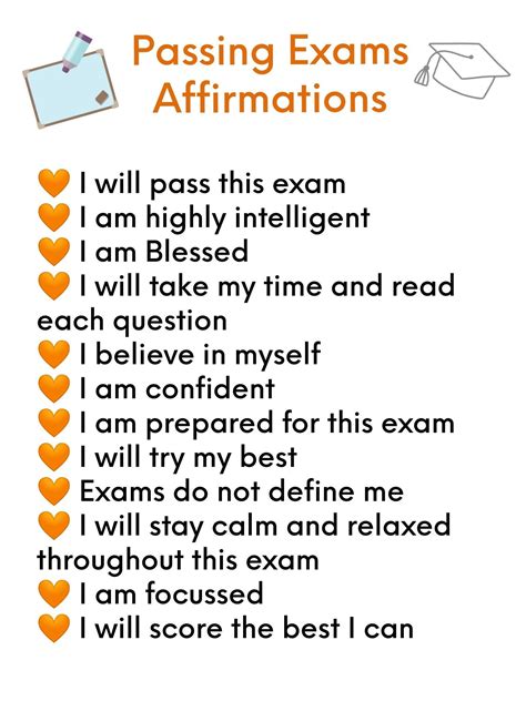 Passing Exams Affirmations Students Leaning Tests Homeschool