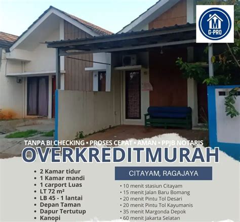 Rumah Over Kredit Murah DP 75jt Nego Inidekat Ke Stasiun Kereta Depok