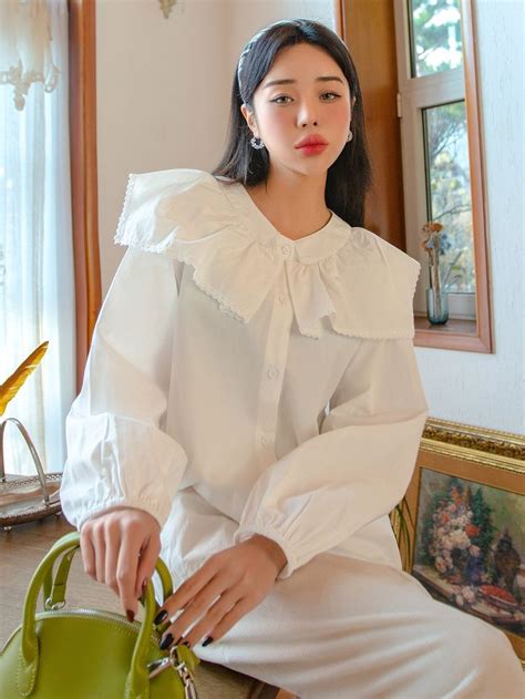 Sailor Collar Lantern Sleeve Blouse Blouses For Women Classy Casual