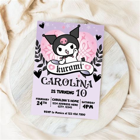 Editable Kuromi Birthday Invitation Birthday Invitations Bday
