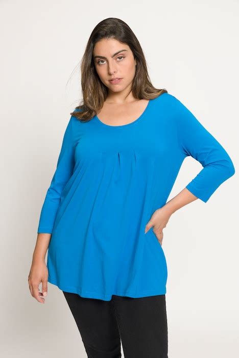 T Shirt Jolis Plis Creux Ligne A Col Rond Manches 3 4 T Shirts Tops
