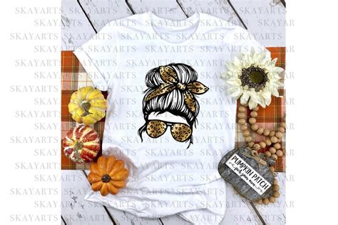 Messy Bun Leopard Png Mom Bun Png Messy Bun Hair Sunglasses Headband