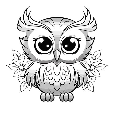 Handgezeichnete Eule Umriss Illustration Schöne Eule Malseite Premium