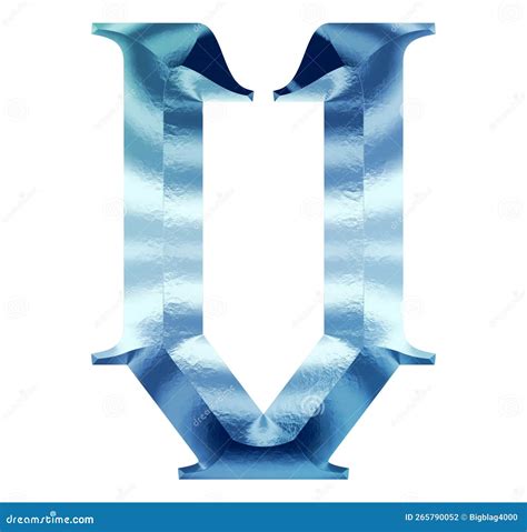 D Rendered Illustration Azure Metallic Beveled Letter Custom Art Font