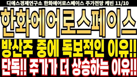 한화에어로스페이스 주가전망 방산주 중에 독보적인 이유 단독 주가가 더 상승하는 이유 Feat디에스경제연구소 케빈 Youtube