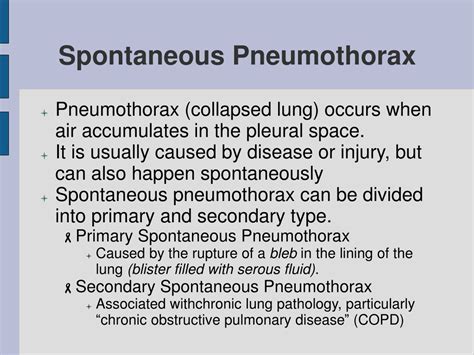 Ppt Spontaneous Pneumothorax Powerpoint Presentation Free Download