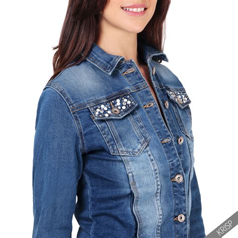 Damen Jeansjacke Mit Patches Übergang Jacke Kurze Denim Weste Elegant