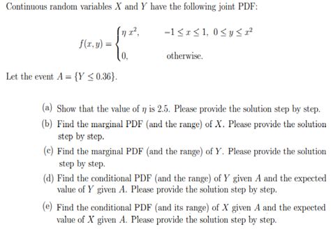Solved Continuous Random Variables X And Y Have The Chegg
