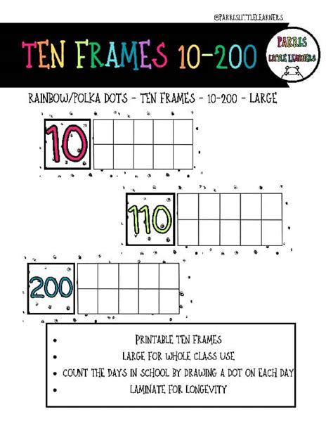 Ten Frames 10 200 By Parrislittlelearners Tpt