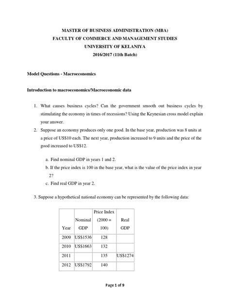 Model Questions 2018 Macroeconomics Final Download Free Pdf