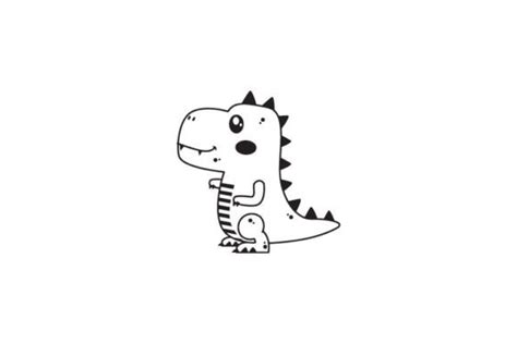 Cute Chibi Dino Outline Illustration Graphic By Muhammad Rizky Klinsman