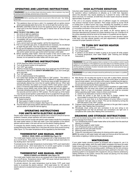 Suburban Sw6d Water Heater Installation And Operation Manual Water