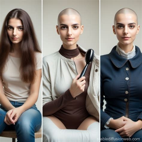 Metamorphosis Beautiful Young Mediterranean Woman S Dramatic Head Shave