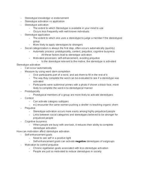 Lecture Notes Stereotype Knowledge Vs Endorsement Stereotype