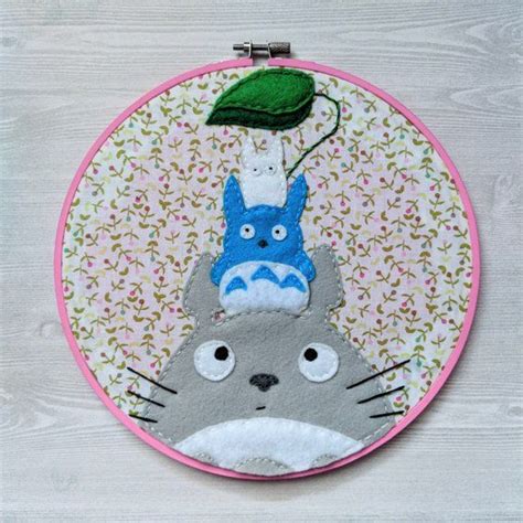 Totoro Felt Embroidery Hoop Etsy Felt Embroidery Embroidery Hoop Etsy