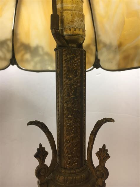 Arts And Crafts Sculpted Slag Glass Tiffany Style Table Lamp At 1stdibs