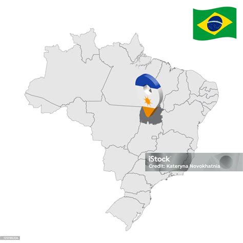 Emplacement De Tocantins Sur La Carte Brésil Signe De Localisation