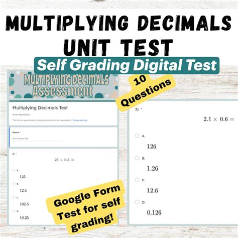 Multiplying Decimals Test Digital Self Grading Google Form Assessment