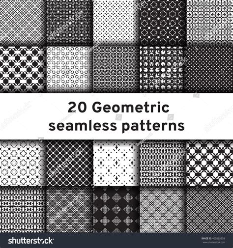 Set 20 Monochrome Seamless Patterns Universal Stock Vector Royalty Free 405865558