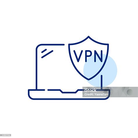 노트북에서 사용되는 보안 Vpn 서비스 픽셀 완벽한 편집 가능한 획 라인 아트 아이콘 Vpn에 대한 스톡 벡터 아트 및 기타