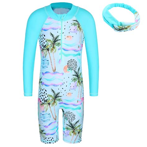 Baohulu Girls Long Sleeve Swimsuit Upf 50 Swimwear Zipper Rashguard