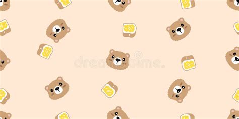 Bear Polar Seamless Pattern Brown Bread Bakery Bake Food Teddy Face