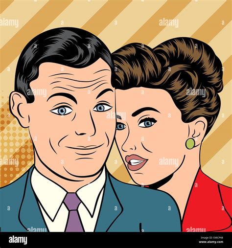 Hombre Y Mujer El Amor De Pareja En El Cómic De Estilo Pop Art Imagen