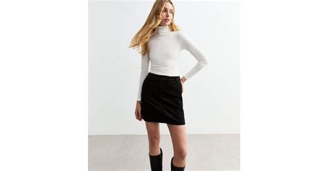 Black Corduroy Mini Skirt New Look