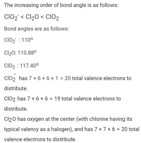 The Correct Order Of Increasing Bond Angles Is In Of2h2ocl2oclo2