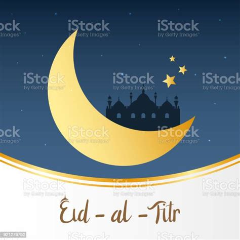 Eid 무바라크 이드 알 피트 르 행복 한 휴일 디자인 인사말 카드 배너 배경 함께 아름 다운 밤에 이슬람 벡터 일러스트 레이 션 0명에 대한 스톡 벡터 아트 및 기타
