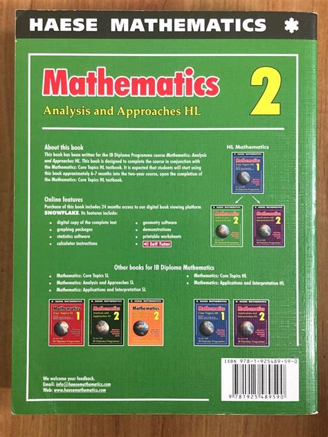 IB HL Math AA Textbook Haese Mathematics Hobbies Toys Books