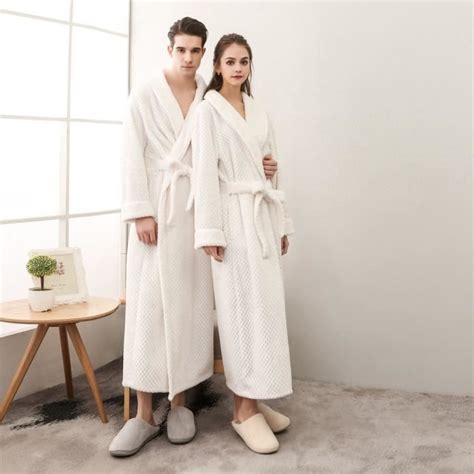 Sasaquoy Robe De Chambre Peignoir d hiver allongé pour hommes Accueil