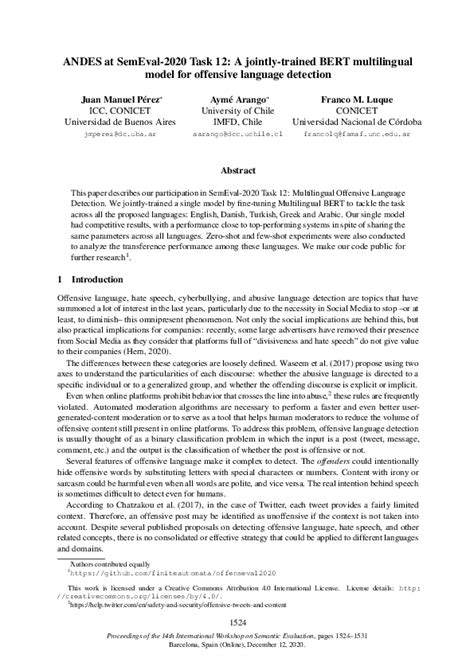 Pdf Andes At Semeval 2020 Task 12 A Jointly Trained Bert