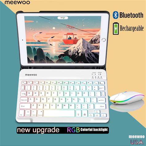 Meewoo Wireless Bluetooth Keyboard Mouse Set Rechargeable 10inch For Tablet Phone Shopee