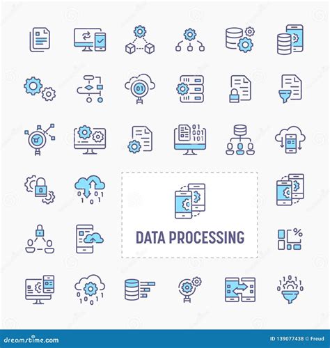 Data Processing Icon Set Stock Vector Illustration Of Concept 139077438