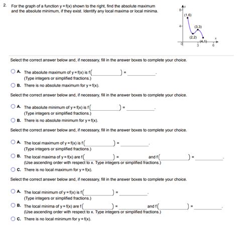Solved 2 For The Graph Of A Function Y Fx Shown To The