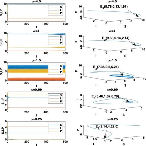 Time Series And Phase Diagram Of The Fractional Order Model 3 With