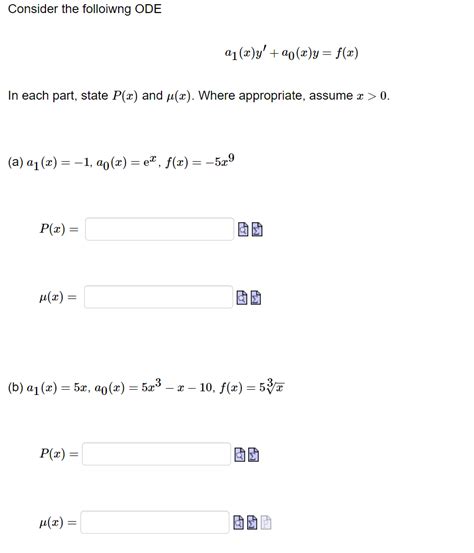 Solved Consider The Folloiwng Ode A1 X Y′ A0 X Y F X In