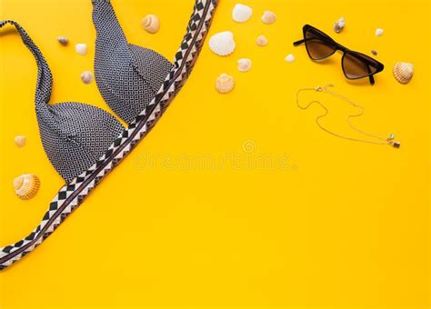 Summer Objects On An Orange Background Stock Image Image Of Color