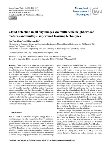 Cloud Detection In All Sky Images Via Multi Scale Neighborhood Pdf