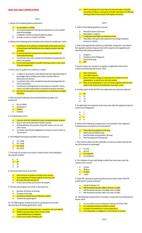 Nlm Sas Ans Compilation Nlm Sas Ans Compilation Sas 1 Which Of The Following Defines