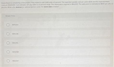 Solved Home Depot Is Considering A New Project They Expect Chegg