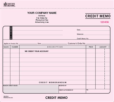 Cm 579 Credit Memo Jos Business Forms