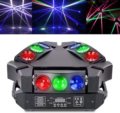 Amazon Luces de DJ luz de discoteca arcoíris 9x3W RGB LED cabeza móvil Dj soporte de luz