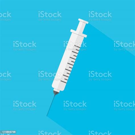 흰색 배경에 격리 의료 주사기 평면 아이콘 벡터 그림입니다 3차원 형태에 대한 스톡 벡터 아트 및 기타 이미지 3차원 형태 거리 건설 산업 Istock