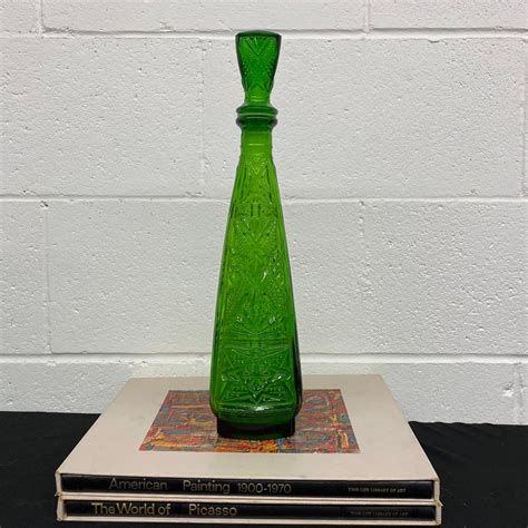 Mid Century Glass Bottle Etsy