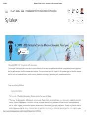 Syllabus Econ D Introduction To Microeconomic Principles Pdf Syllabus