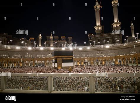 The Kaaba Where Hajj And Umrah Pilgrims Perform Thawaf In Mecca