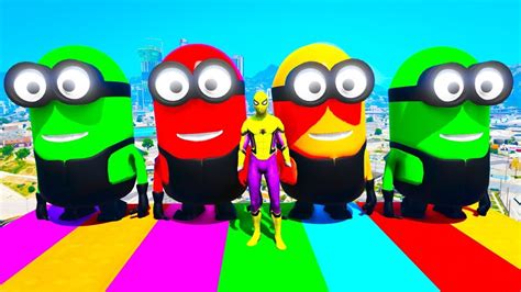 Gta 5 Red Spiderman Vs Red Minion Vs Green Minion Youtube