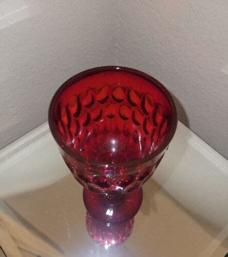 Vintage 1960s70s Fenton Ruby Red Wine Stem Glass Goblet Thumbprint
